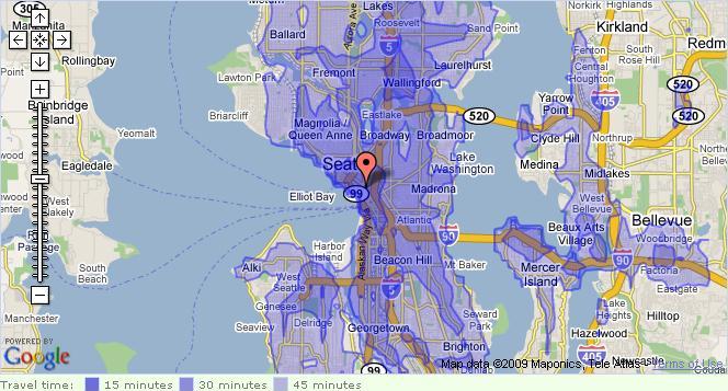 Transit Time Maps from Walk Score - GeekEstate Blog