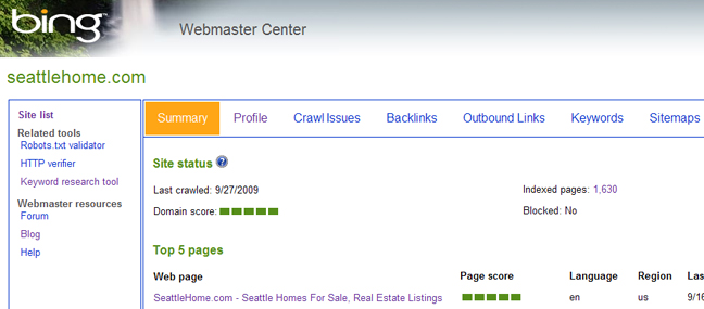 Bing Webmaster Tools - A Novice's First Impression - GeekEstate Blog