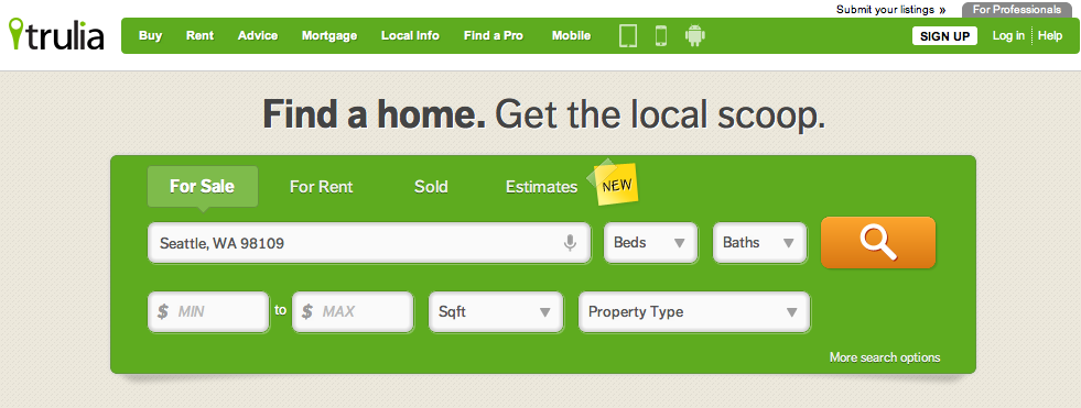 Trulia vs Zillow - Home Page Design Differences - GeekEstate Blog